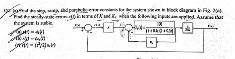 Solved Q A Find The Step Ramp And Parabolic Error Chegg Com