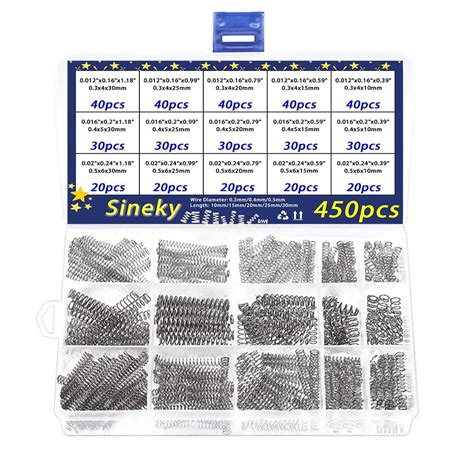 Sineky 450pcs Compression Springs Assortment Kit Small