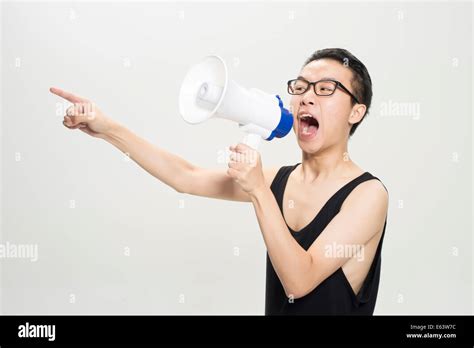 Funky Man With Loud Speaker Stock Photo Alamy