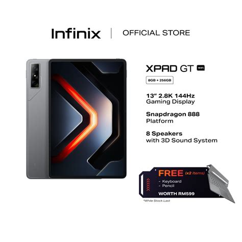 [new] Infinix Xpad Gt 256gb 8gb Free Keyboard And Stylus 13 2 8k 144hz Display Snapdragon