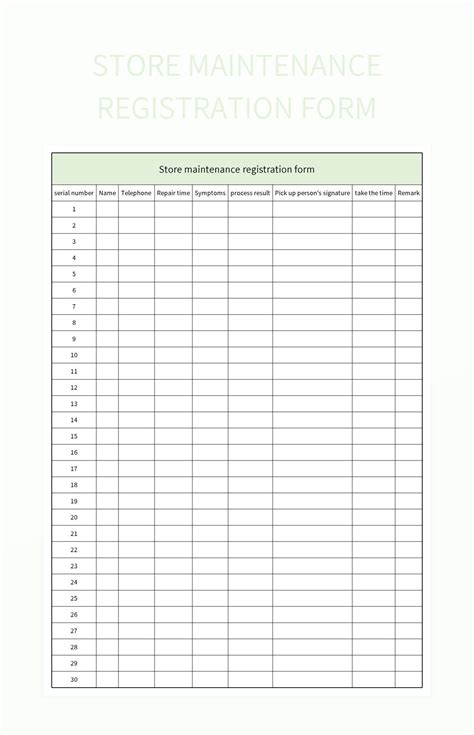 Free Store Maintenance Registration Templates For Google Sheets And