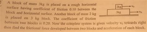 [answered] A Block Of Mass 3kg Is Placed On A Rough Horizontal Surface