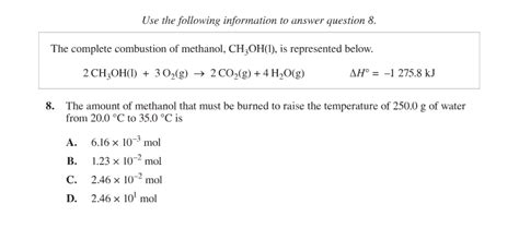 Solved Use The Following Information To Answer Question 8