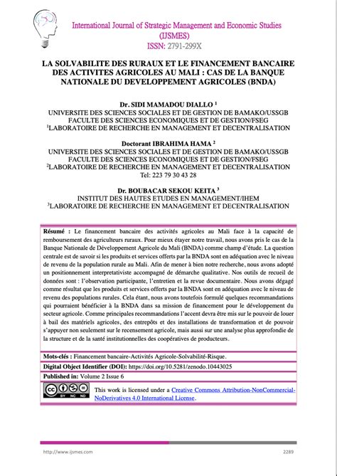 La Solvabilité Des Ruraux Et Le Financement Bancaire Des Activites