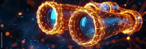 Yellow Binocular With Data Streams Ai In Visual Recognition Systems Augmented Reality