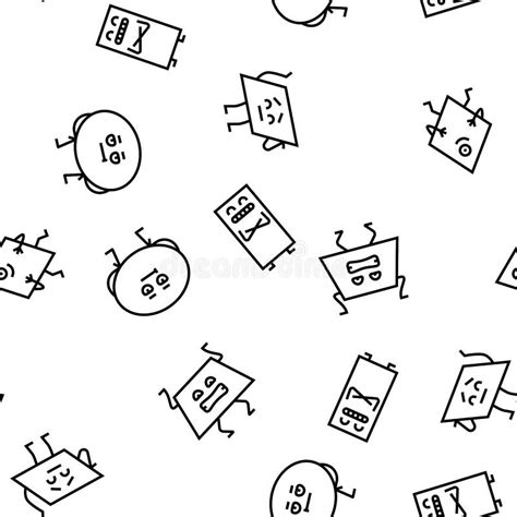 Geometric Shape Character Vector Seamless Pattern Stock Illustration