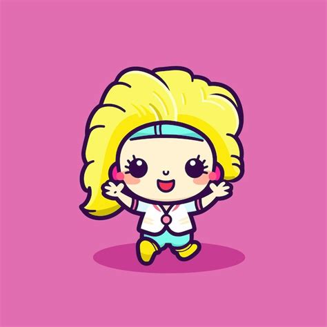 귀여운 Kawaii Zumba Chibi 마스코트 벡터 만화 스타일 프리미엄 벡터