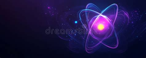 Colorful Digital Illustration Of An Atomic Structure On A Dark Background Stock Image Image Of
