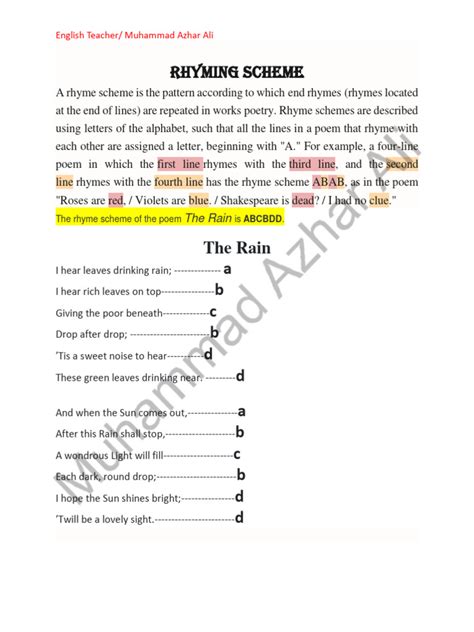 Rhyming Scheme Watermark Pdf