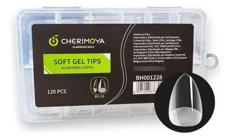 Tips Almendra Cortos Soft Gel Transparentes Prelimados 120pc Color