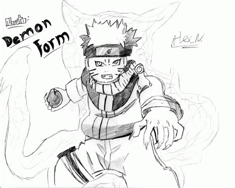Naruto Uzumaki Nine Tailed Form Drawing