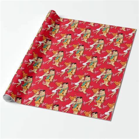 The Flintstones Wilma Kissing Fred Wrapping Paper Zazzle