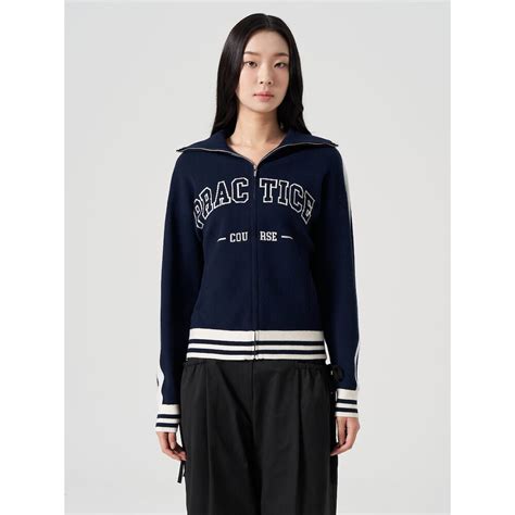 에잇세컨즈 레터링 집업 니트 네이비 35495amq6r