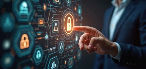 Person Interacts With Futuristic Interface Holographic Security