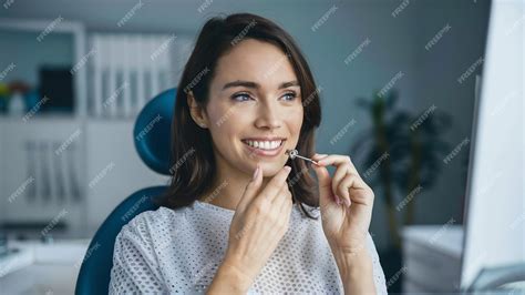 Premium Photo Young Female Patient With Pretty Smile Examining Dental