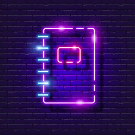 Premium Vector Spiral Notepad Neon Sign Stationery Glowing Icon