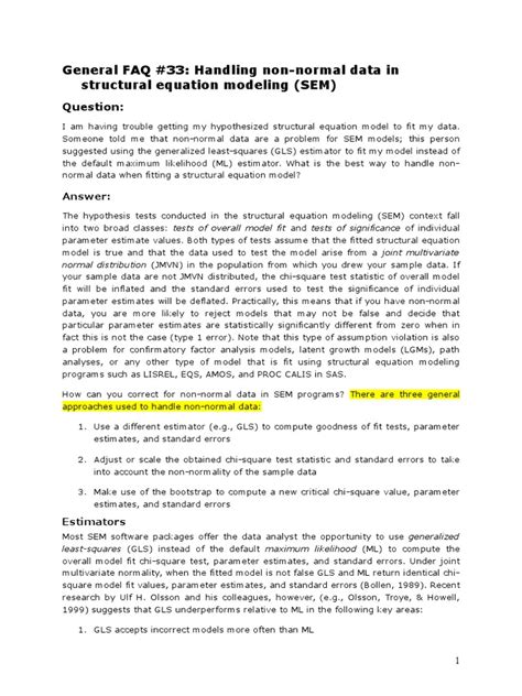 Handling Non Normal Data In Structural Equation Modeling Download Free Pdf Resampling