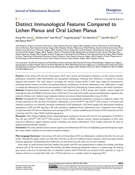 Pdf Distinct Immunological Features Compared To Lichen Planus And Oral Lichen Planus