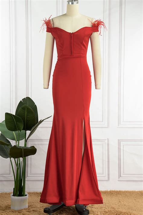 Wholesale Purple Sexy Solid Patchwork Feathers V Neck Evening Dress