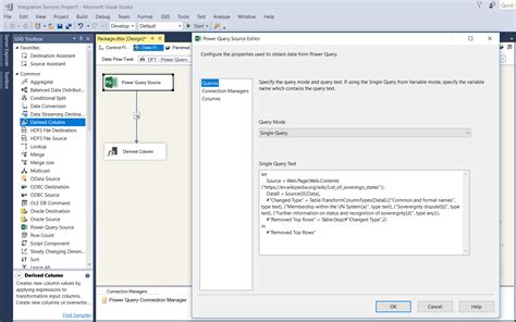 microsoft sql server integration services power query source preview