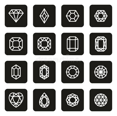 Diamantes O Negro De Diamond Shapes Icons White on Ilustración del