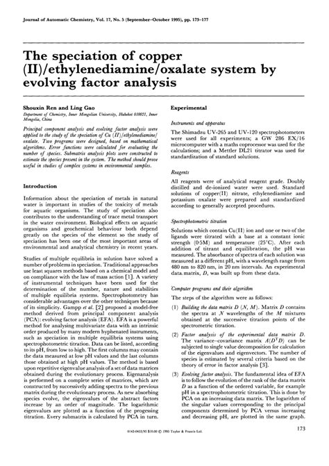 Pdf The Speciation Of Copper Ii Ethylenediamine Oxalate System By