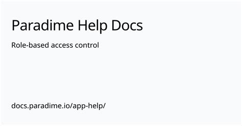 role based access control paradime help docs