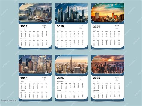 스타일리시 2025 벽 캘린더 디자인 프리미엄 벡터