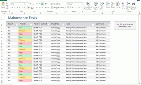 Maintenance Plan Template Checklist Log Ms Wordexcel Throughout