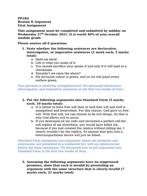 First Assignment Guidance Pdf Argument Logic