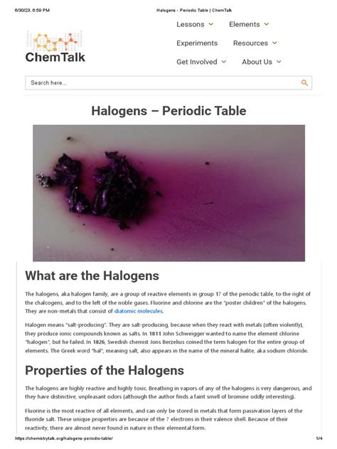 Halogens Periodic Table Chemtalk Download Free Pdf Chlorine