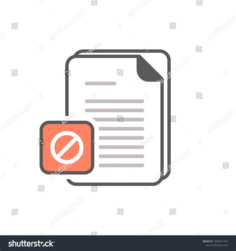 Document Icon Not Allowed Sign Document Stock Vector Royalty Free