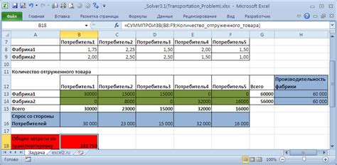 Поиск решения Excel 3 1 Оптимизация транспортных затрат Примеры и