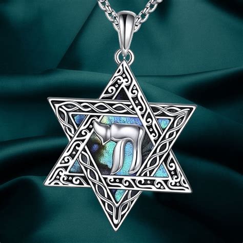 Star Of David Necklace Sterling Silver Cross Tree Of Life Abalone Shell