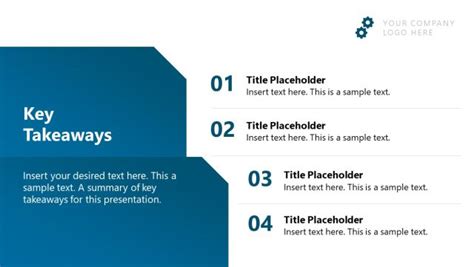 Key Takeaways Presentation Slide With Number Rows SlideModel