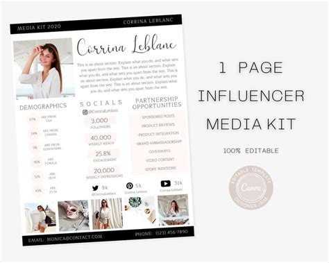 Template Canva Template Social Media Kit Blogger Media Kit Instagram