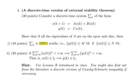 Solved A Discrete Time Version Of External Stability Chegg Com