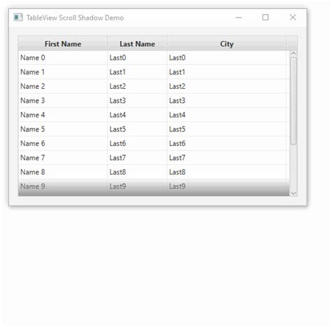 Javafx Adding Shadow Above Horizontal Scrollbar In Tableview Stack Overflow