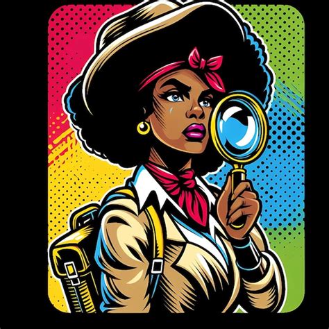 Woman Is A Detective Looking Through Magnifying Glass Search Vector