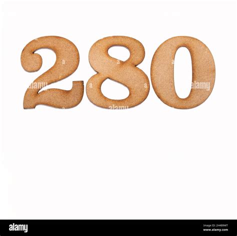 Number 280 In Wood Isolated On White Background Stock Photo Alamy