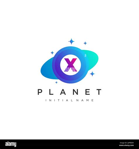 Initial Letter X Circle With Orbit For Planet Vector Stock Vector Image