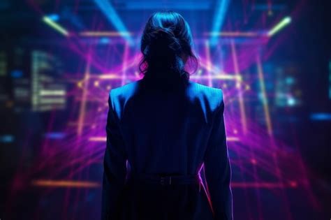 Premium Ai Image Business Woman Rear View Ultraviolet Spectrum