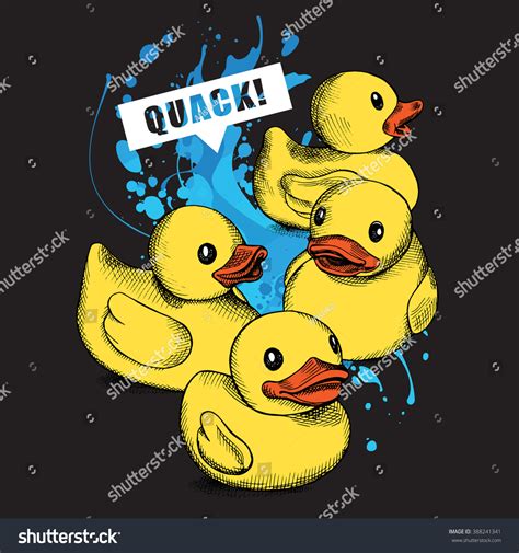 Group Yellow Rubber Ducks Vector Illustration Stock Vector Royalty