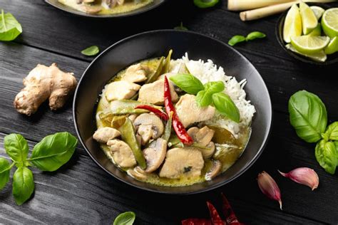 Thai Green Curry With Chicken And Vegetables Stock Image Image Of