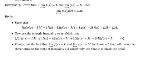 solved c c exercise 7 prove that if lim f x l and