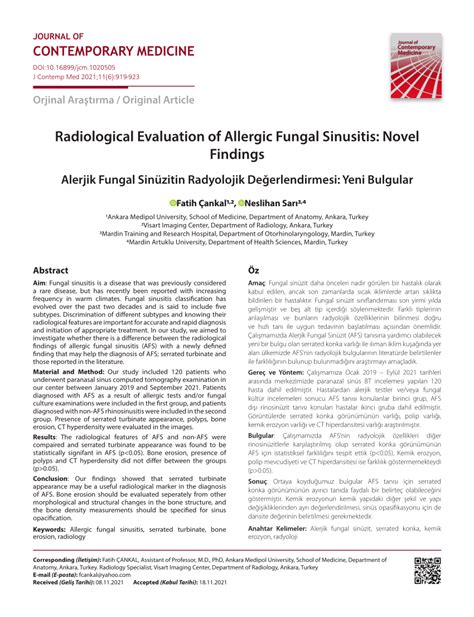 Pdf Radiological Evaluation Of Allergic Fungal Sinusitis Novel Findings