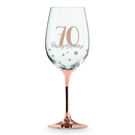 Rose Stem 70th Birthday Wine Glass By Landmark