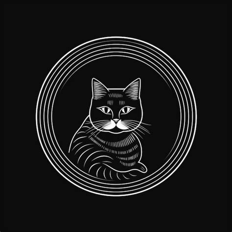 A Close Up Of A Cat In A Circle On A Black Background Generative Ai