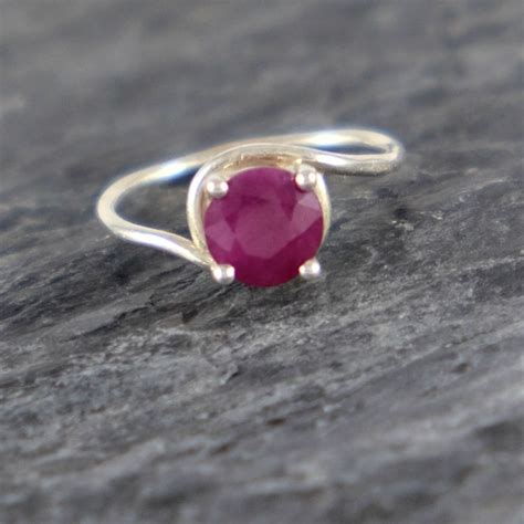Ruby Engagement Ring Opaque Ruby Ring Sterling Silver Ring Ruby Jewelry Red Gemstone Ri
