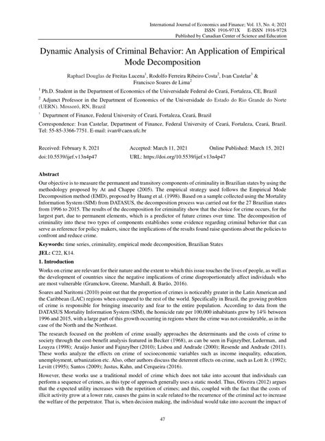 PDF Dynamic Analysis Of Criminal Behavior An Application Of